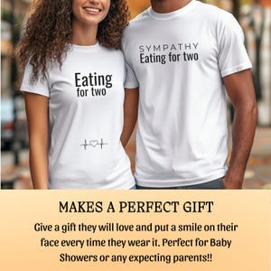 Eating for Two Pregnant Tshirt, Couples Pregnancy Reveal Matching ...