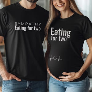 Eating for Two Pregnant Tshirt, Couples Pregnancy Reveal Matching ...