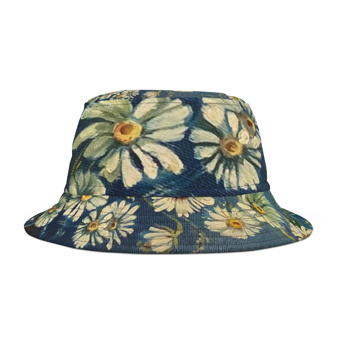 Daisy Bucket Hat Flowers Gift for Her Gift for Him Blue Hat White ...