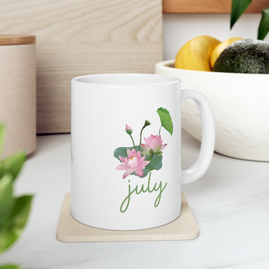 July Birthday Flower, July Birthday Gift, Ceramic Mug 11oz, July Flower ...