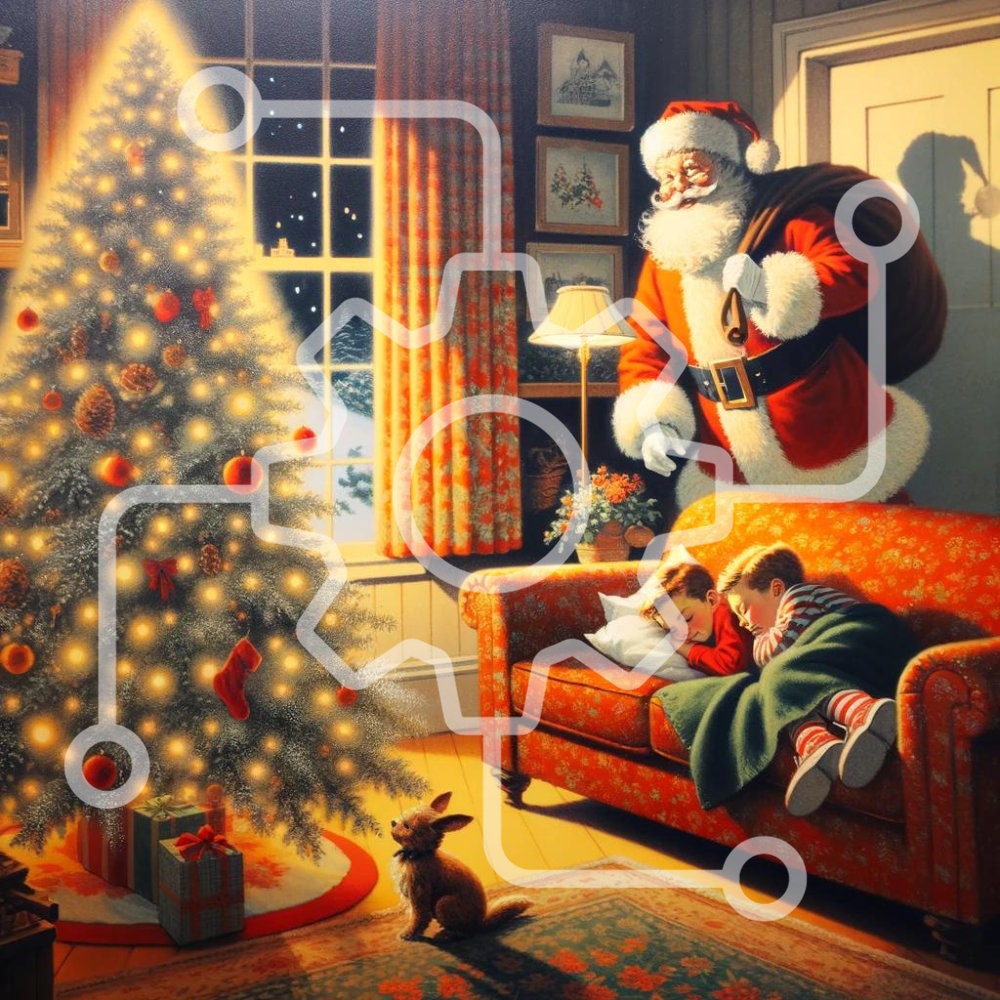 5 Norman Rockwell Style Santa Paintings - Etsy