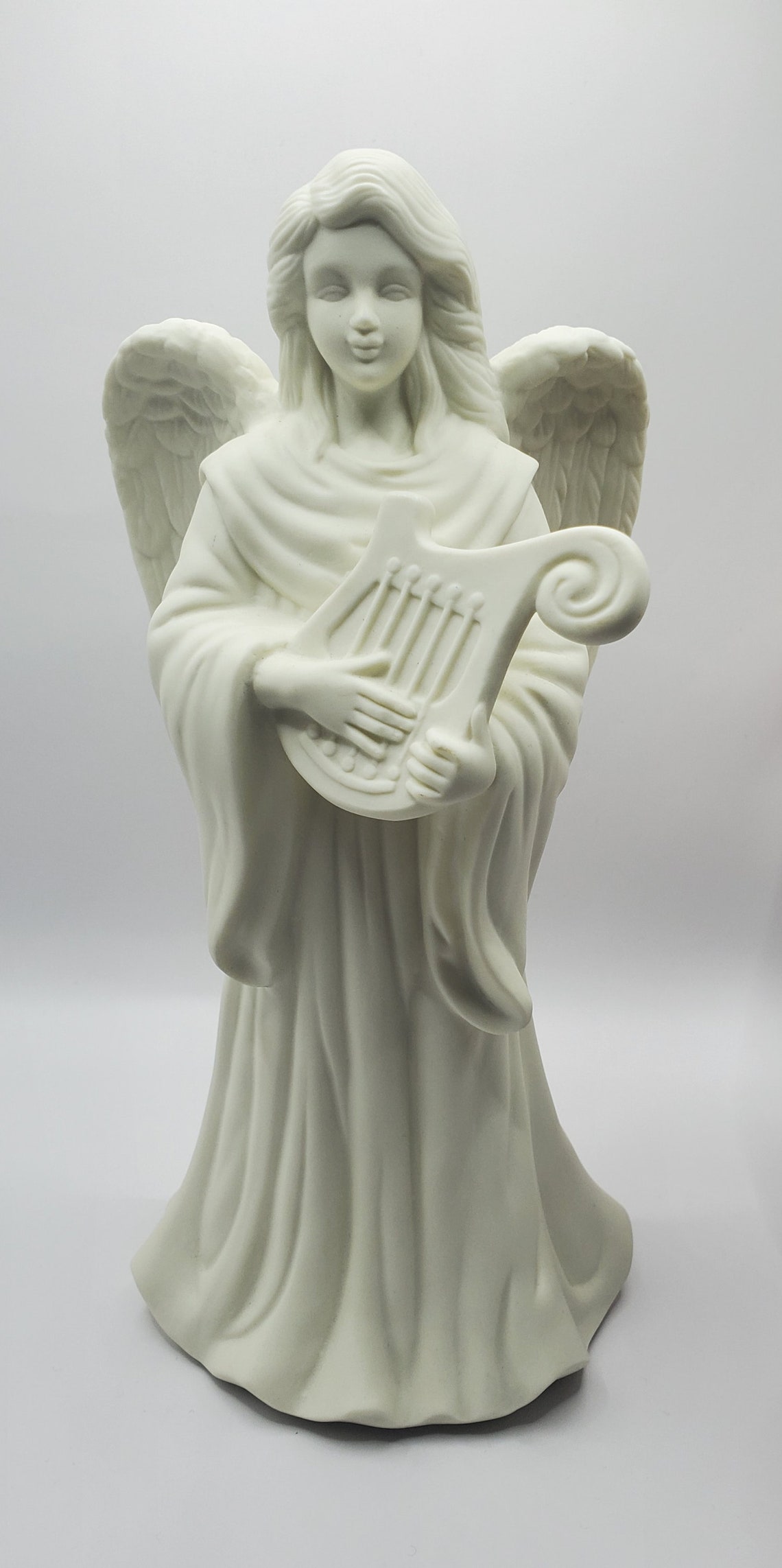 Candle Holder Partylite Lyrical Angel Playing a Lyre Bisque Porcelain ...