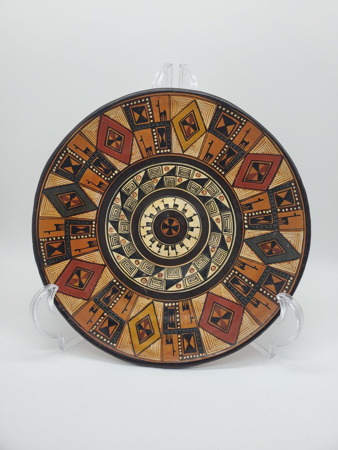 Vintage Red Clay Terracotta Pottery Cusco Peru Handcrafted Plate 9 3/4 ...