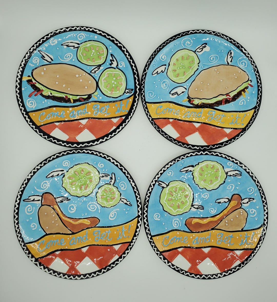 Vintage Comic Pop Art Style Ceramic Plates "come and Get It" Set of 4 ...