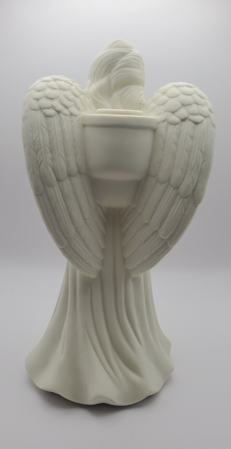 Candle Holder Partylite Lyrical Angel Playing a Lyre Bisque Porcelain ...