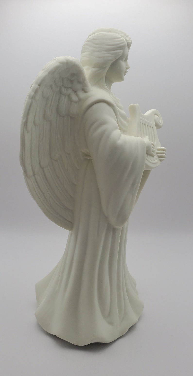 Candle Holder Partylite Lyrical Angel Playing a Lyre Bisque Porcelain ...