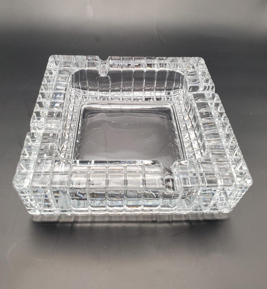 Checkered Ashtray Art Deco Heavy Cut Glass - Etsy