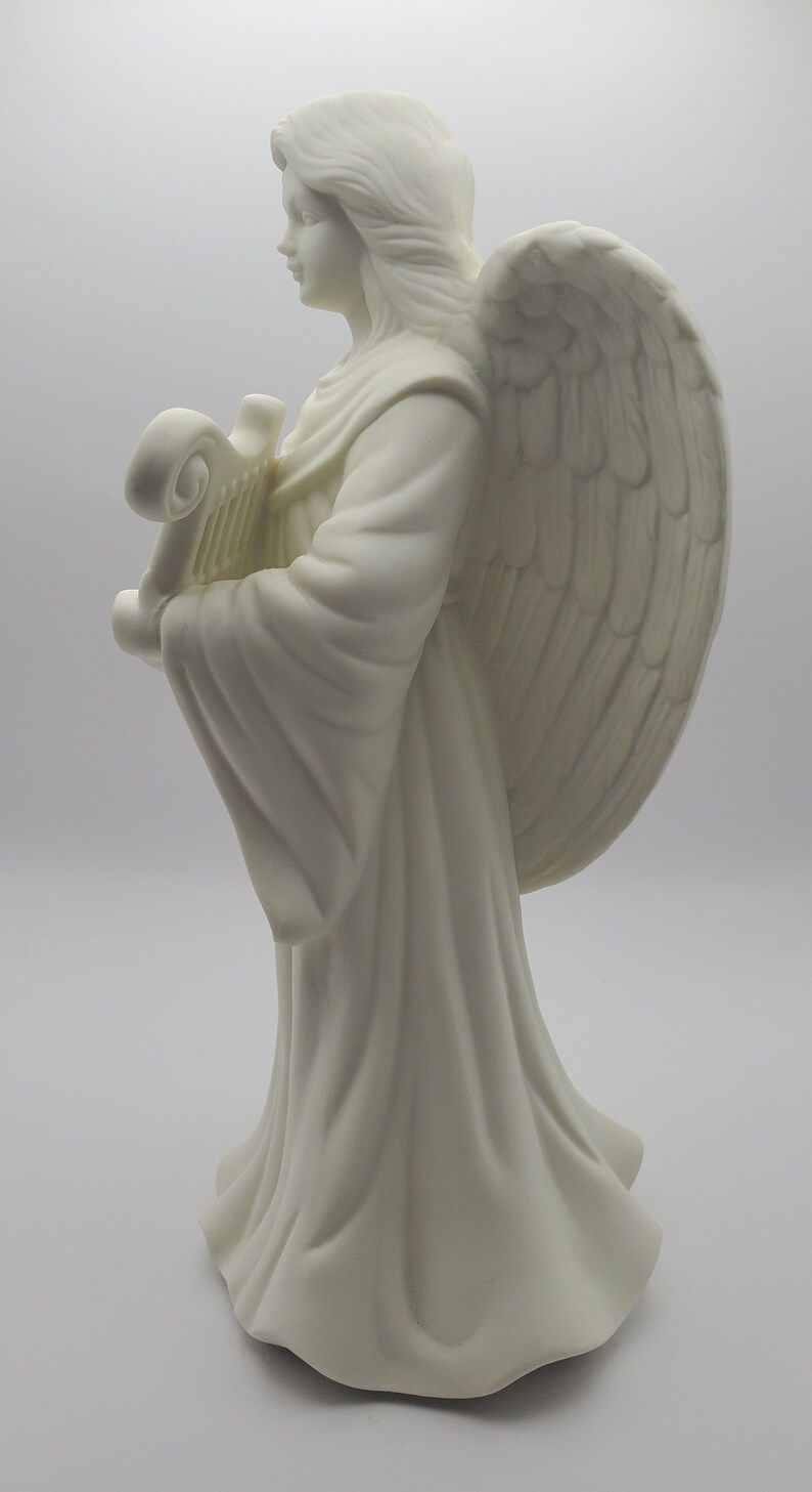Candle Holder Partylite Lyrical Angel Playing a Lyre Bisque Porcelain ...
