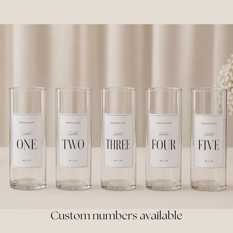 Vase Table Numbers With Feathers, Wedding Table Numbers, Elegant ...