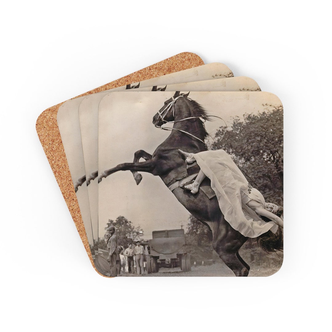 Vintage Cowgirl Coasters, Badly Behaved Coaster Set, Retro Rodeo ...