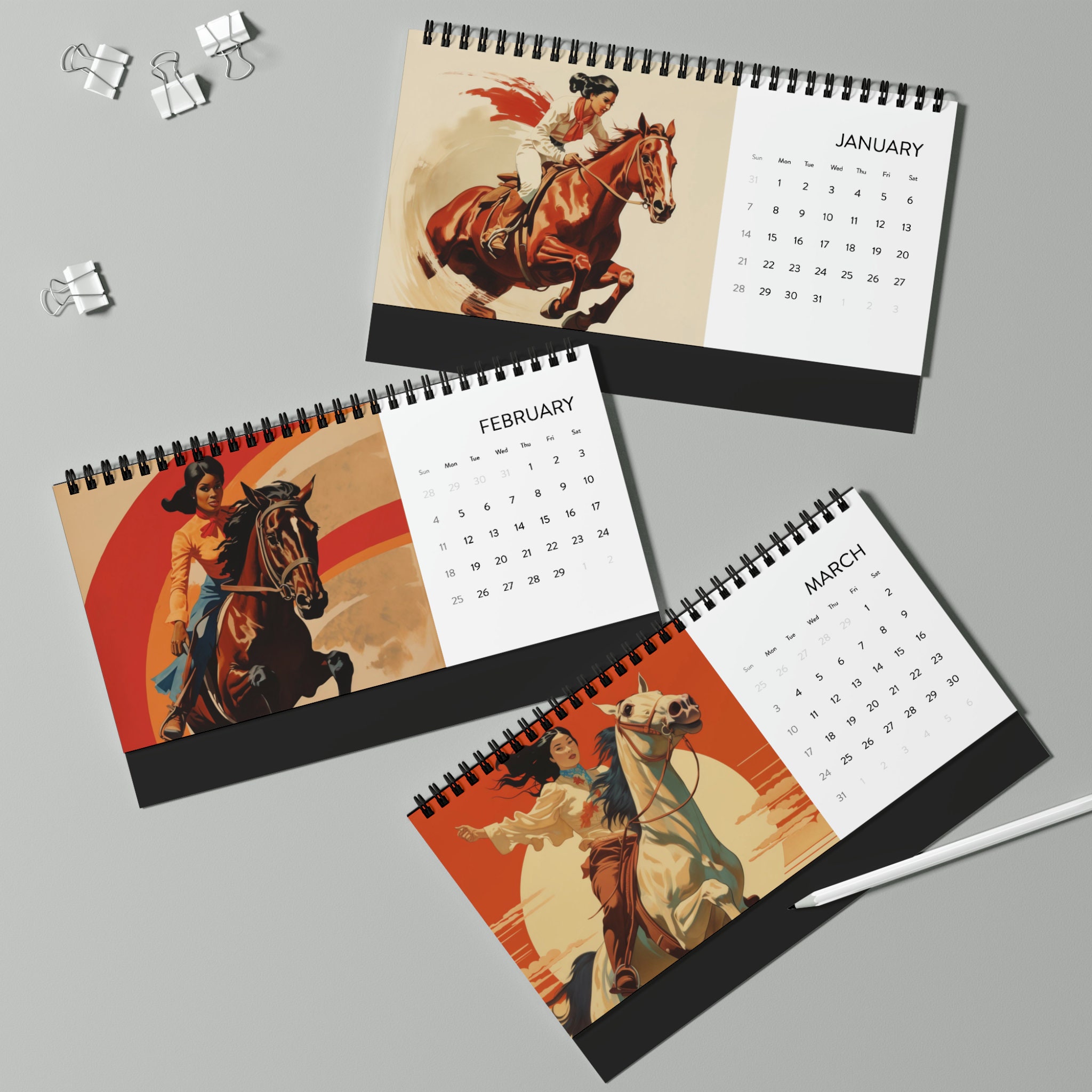 Prize Pony Rodeo Theme Desktop Calendar (2024 grid) sold by Commander ...