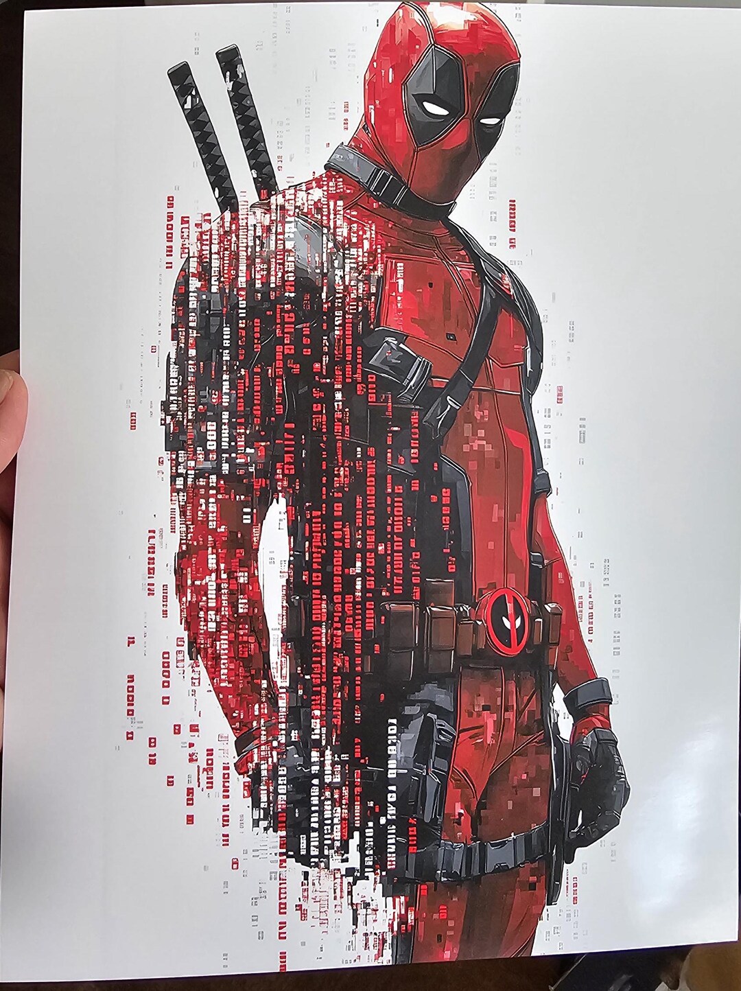 Deadpool Digital Art Print Binary Code Matrix Design Modern Superhero ...