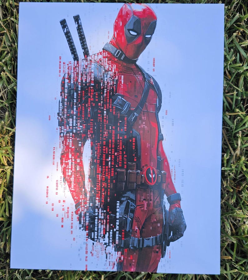 Deadpool Digital Art Print Binary Code Matrix Design Modern Superhero ...