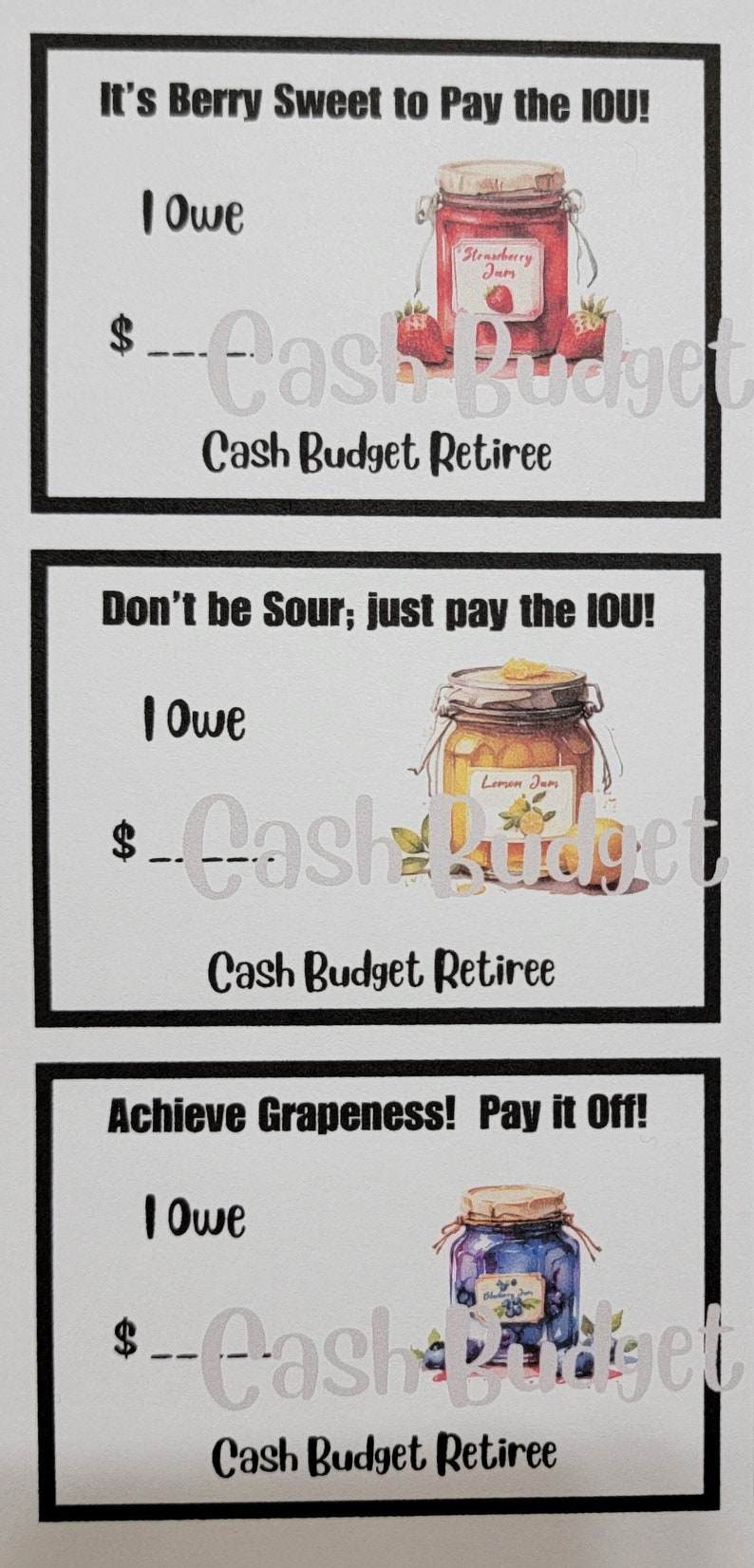 Summer is My Jam IOU Cards for Savings Challenges - 9 IOU Cards of ...