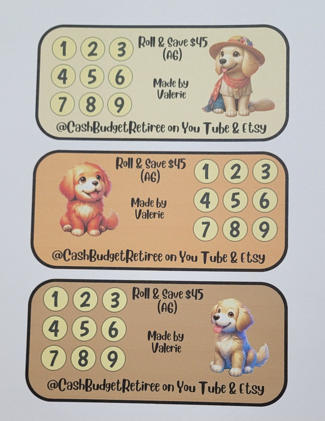 Roll and Save Cute Puppies - Set of 6 Savings Challenges in A6 Size ...