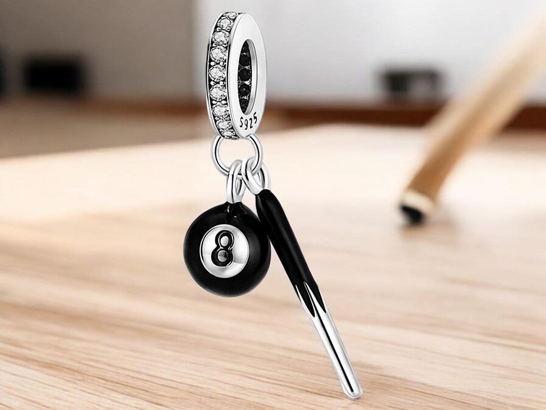 Charm 925 Sterling Silver Pool Billiards Cue Stick Balls Game Sport ...