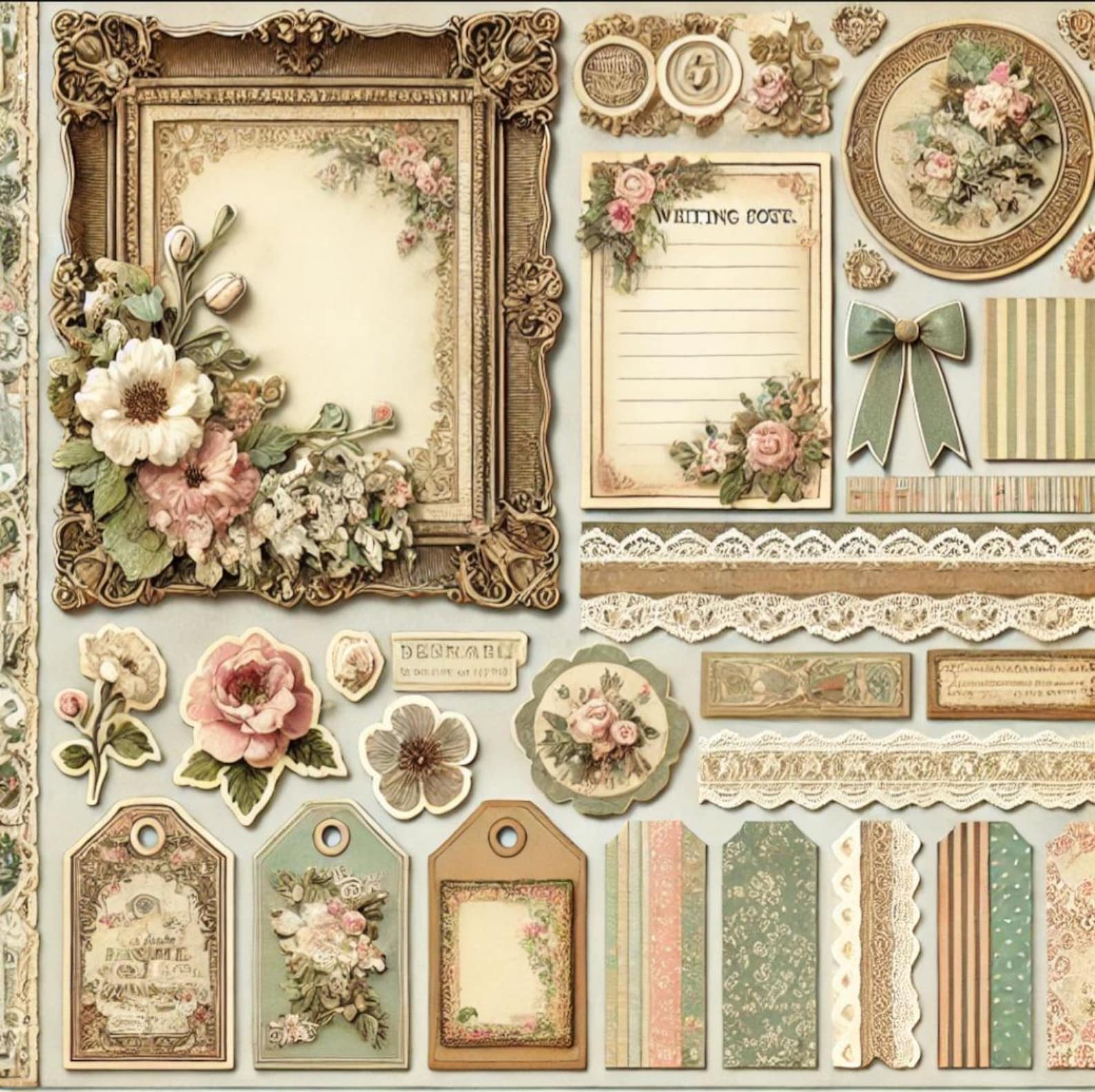 Vintage-style Pink/blue Scrapbook Page Printable Download - Etsy