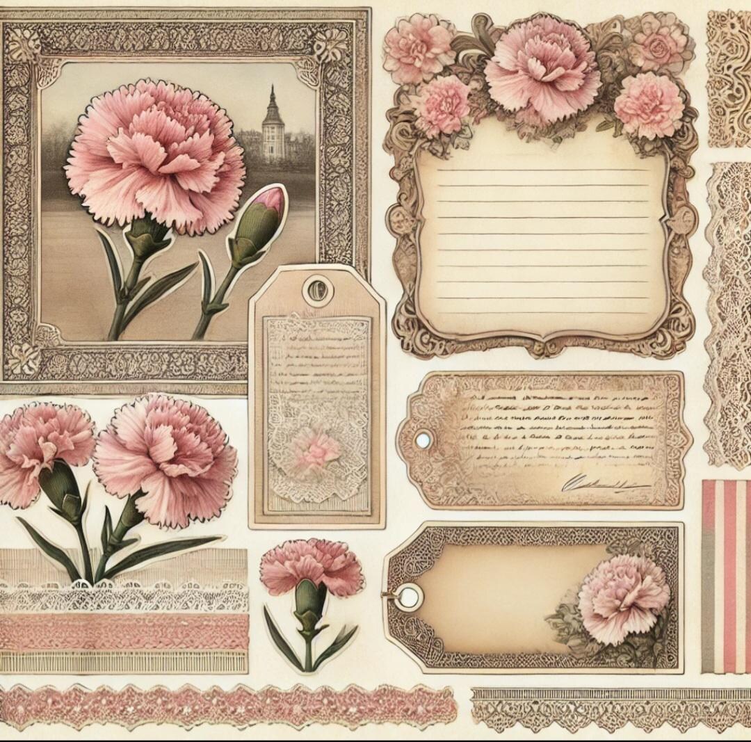 Printable Sweet Carnations Scrapbook Page Digital Download - Etsy