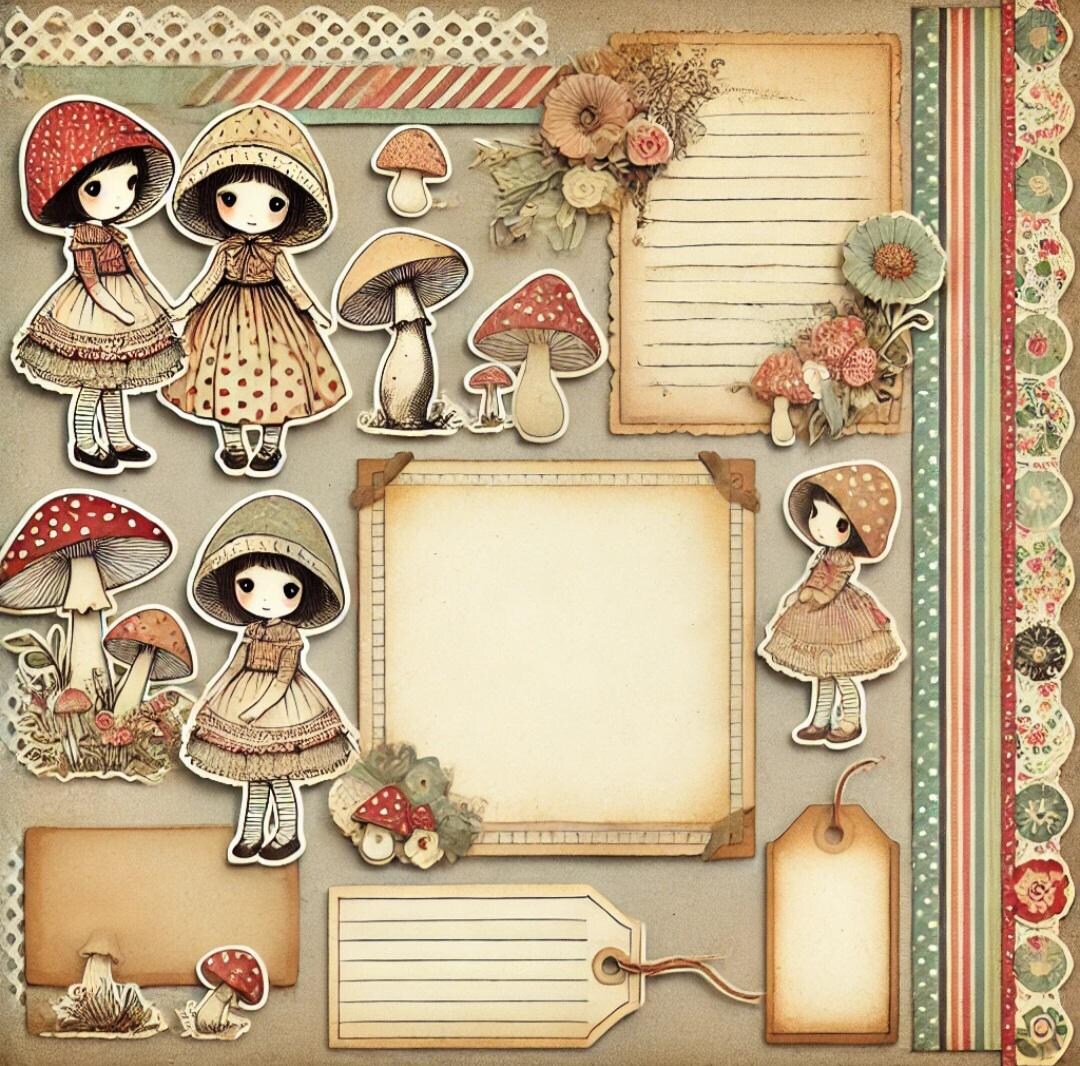 Printable Mushroom Couple Scrapbook Page Digital Download - Etsy
