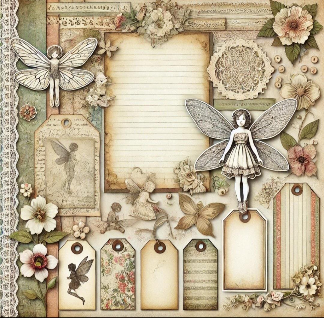 Printable Vintage Fairy Scrapbook Page Digital Download - Etsy