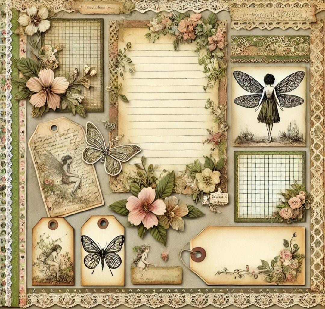 Printable Vintage Fairy Scrapbook Page Digital Download - Etsy