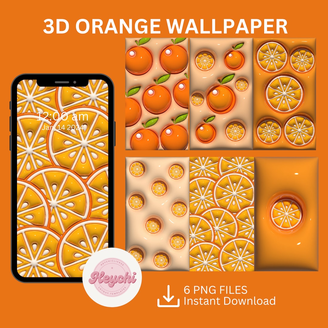 3D Aesthetic Orange Wallpaper for Mobile Phone 3D iPhone Samsung ...