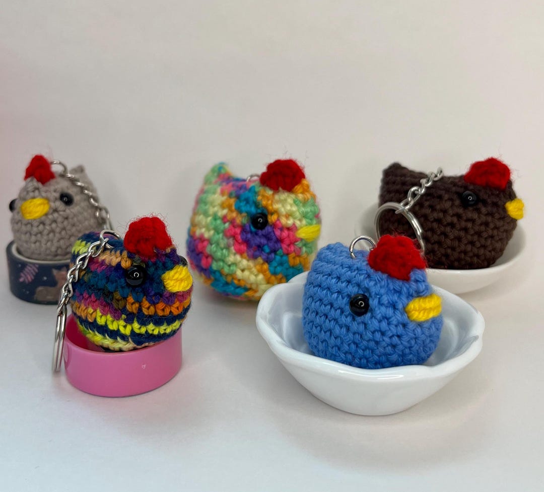 Crochet Tiny Chicken Keychains | Amigurumi Keyrings | Cotton Yarn ...