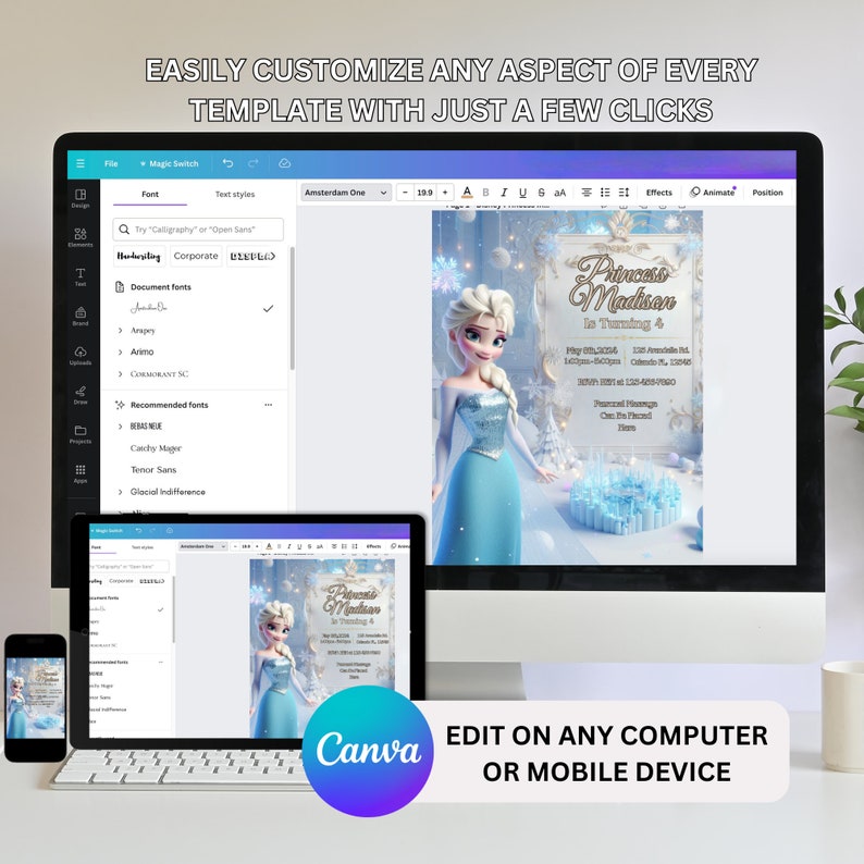 Elsa Birthday Invitation Printable Digital Download for Frozen Themed ...