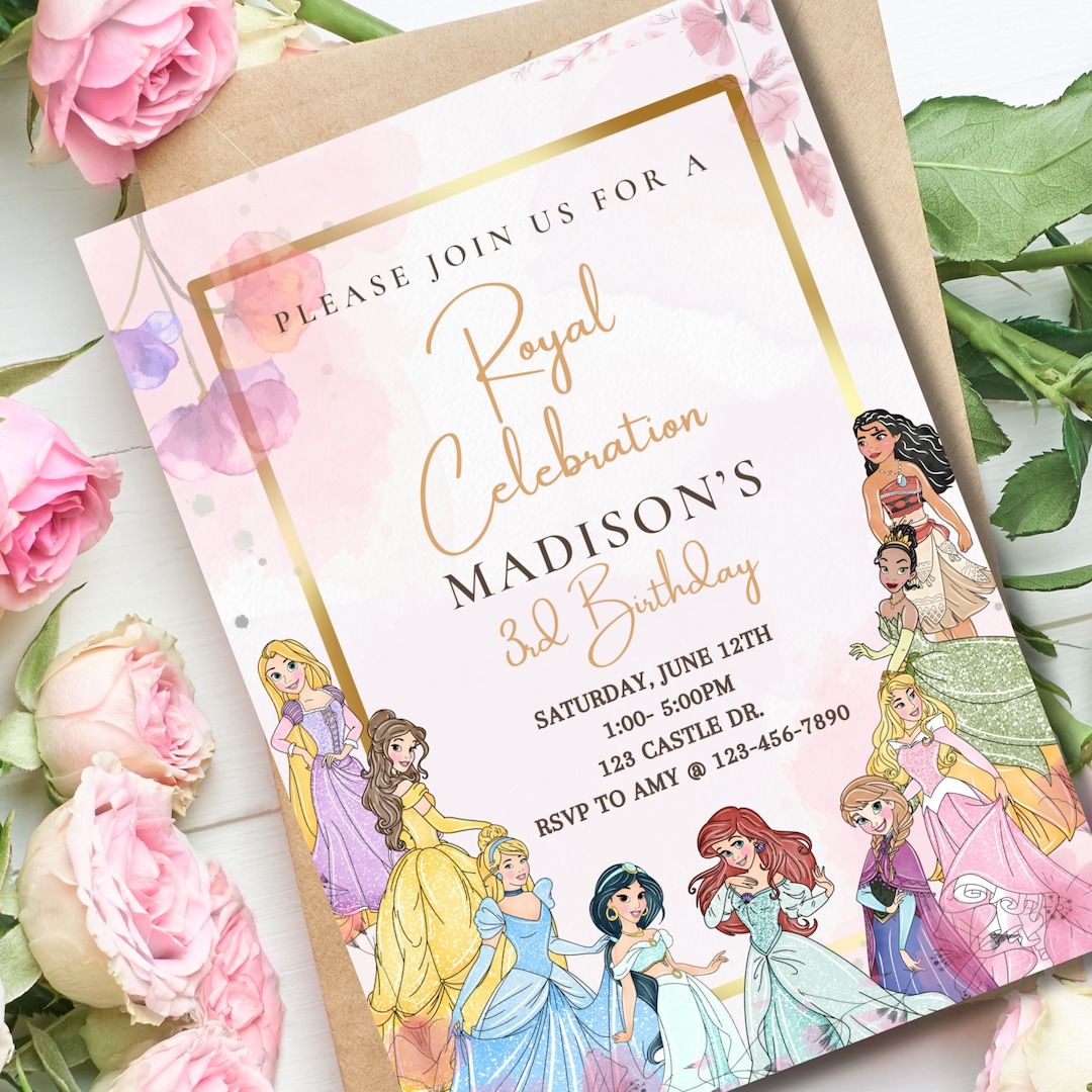 Disney Princess Digital Birthday Invitation | Customizable Template ...