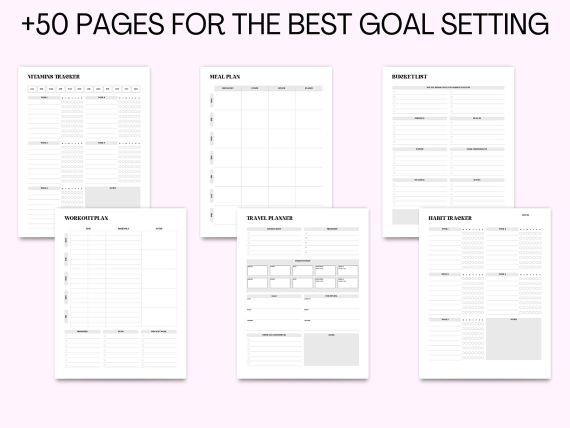 Printable Goal Planner Bundle, Goodnotes Goal Planner, Daily Weekly ...