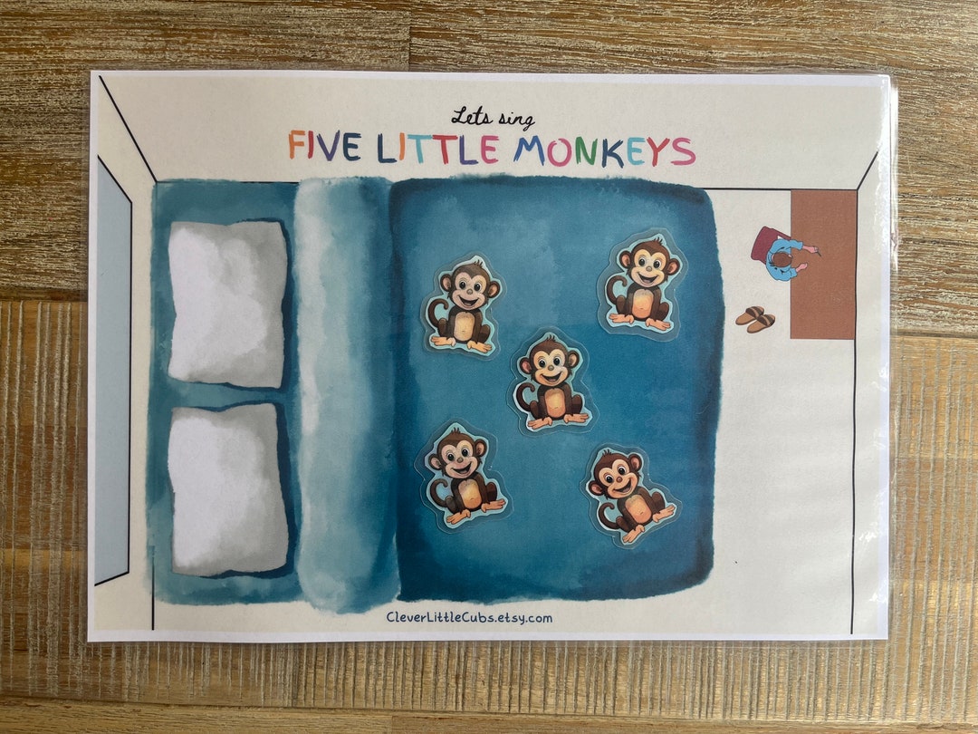 Five Little Monkeys Jumping on the Bed Song Counting Activity Five ...