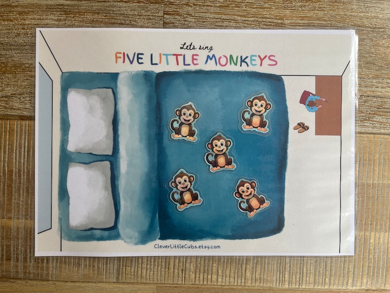 Five Little Monkeys Jumping on the Bed Song Counting Activity Five ...