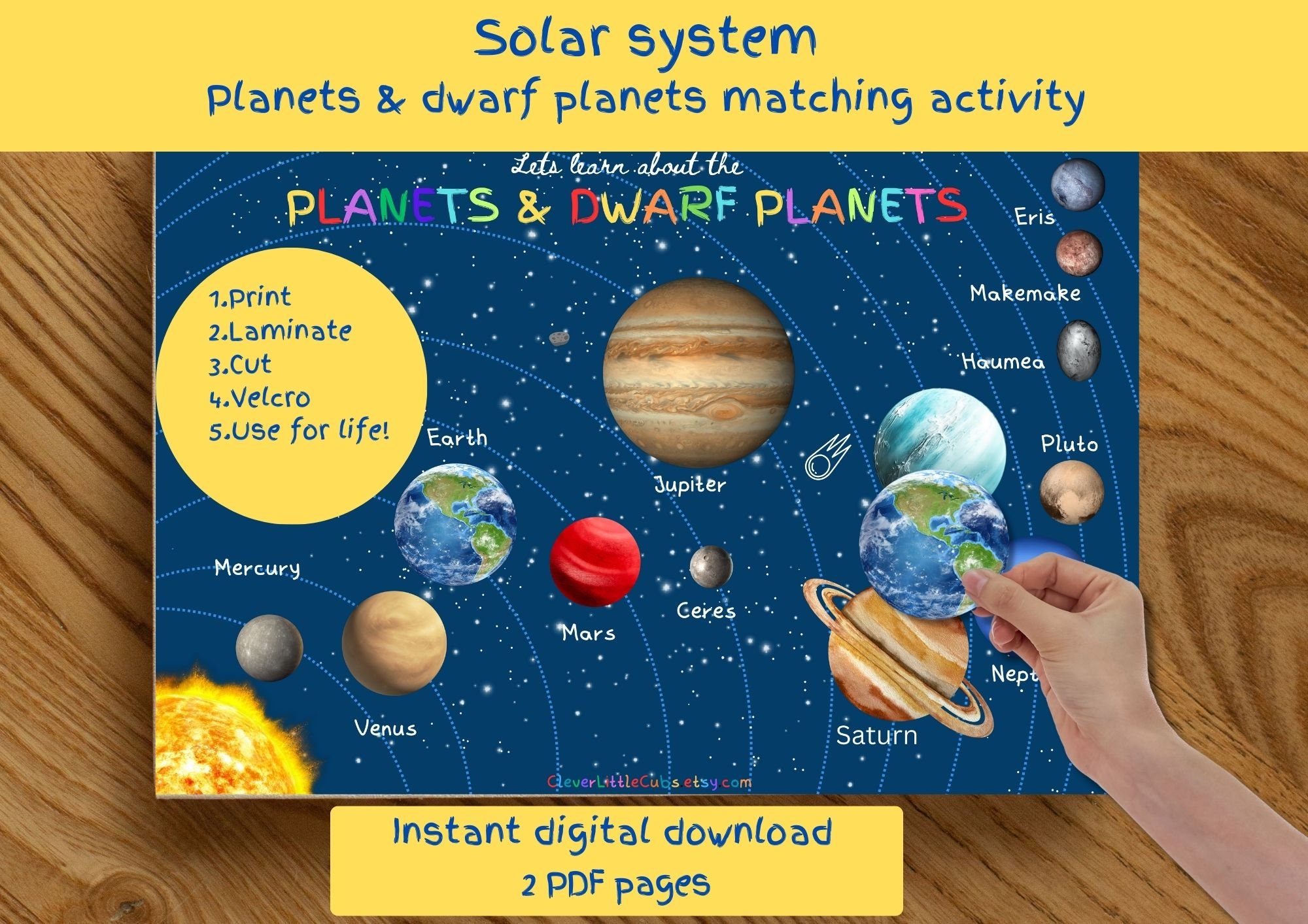 Planets and Dwarf Planets Matching Activity Montessori Dwarf Planets ...