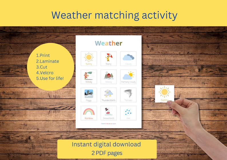 Weather Matching Activity for Kids Preschool Printable Weather Matching ...