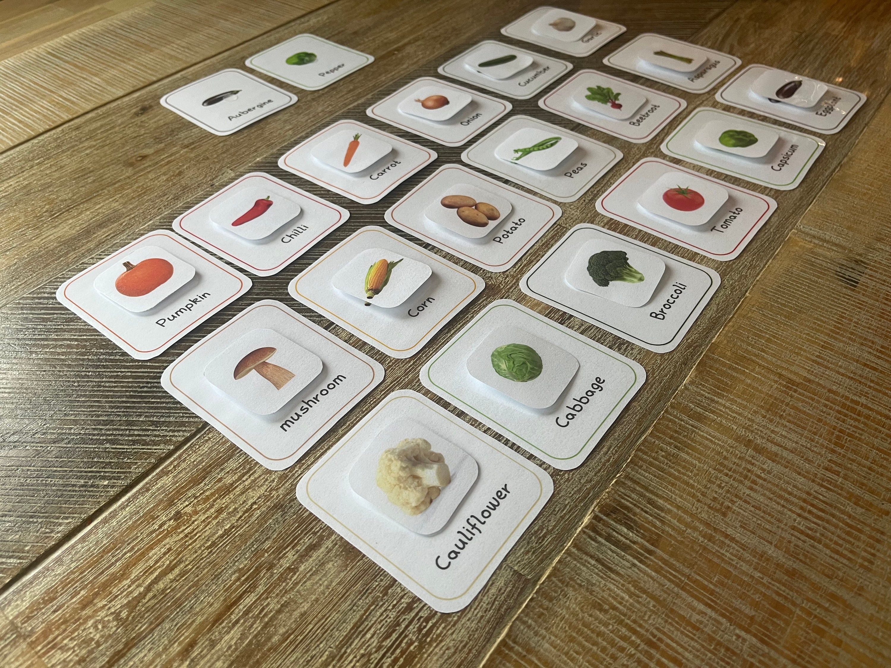 Vegetables Flash Cards Vegetables Matching Activity Kids Flash Cards ...