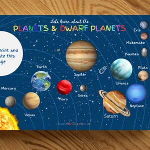 Planets and Dwarf Planets Matching Activity Montessori Dwarf Planets ...