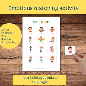 Emotions Matching Activity for Kids Preschool Printable Emotions ...