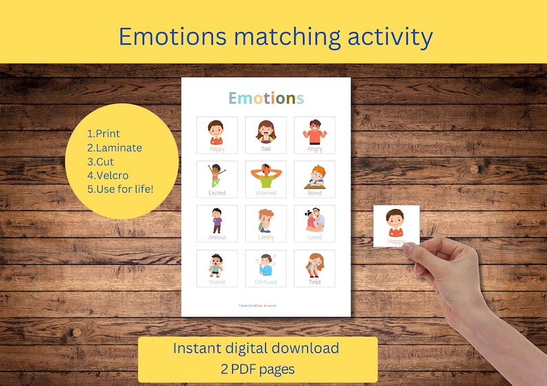 Emotions Matching Activity for Kids Preschool Printable Emotions ...
