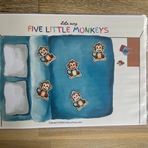 Five Little Monkeys Jumping on the Bed Song Counting Activity Five ...