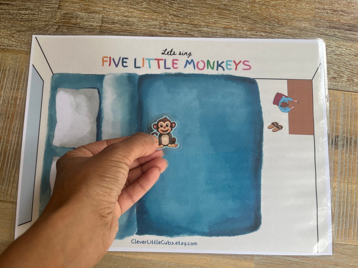 Five Little Monkeys Jumping on the Bed Song Counting Activity Five ...