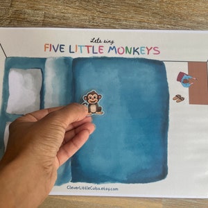 Five Little Monkeys Jumping on the Bed Song Counting Activity Five ...