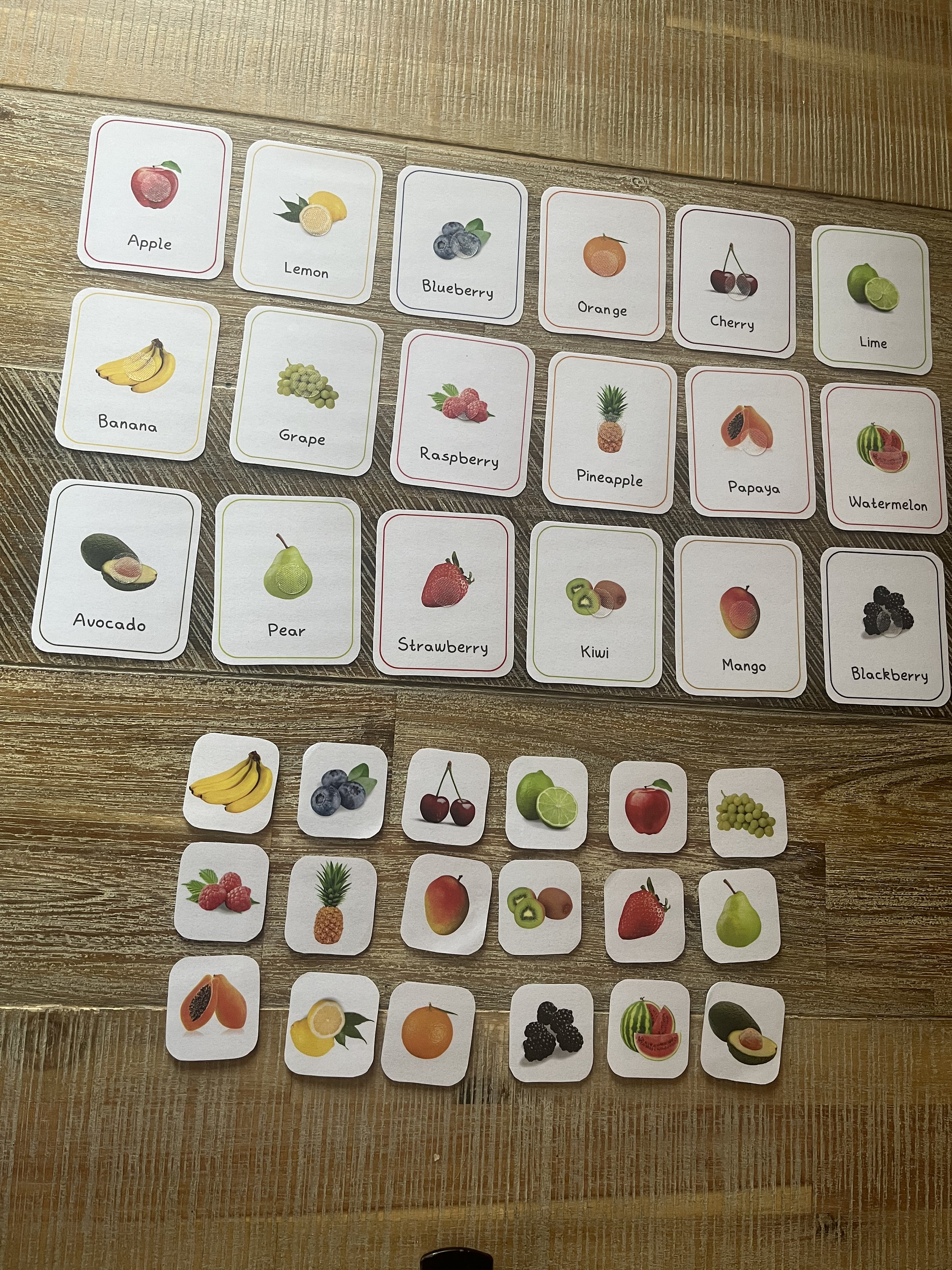 Fruits Flash Cards Fruits Matching Activity Montessori Printable ...