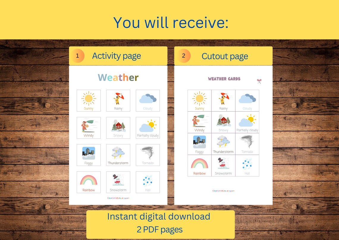 Weather Matching Activity for Kids Preschool Printable Weather Matching ...