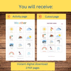 Weather Matching Activity for Kids Preschool Printable Weather Matching ...