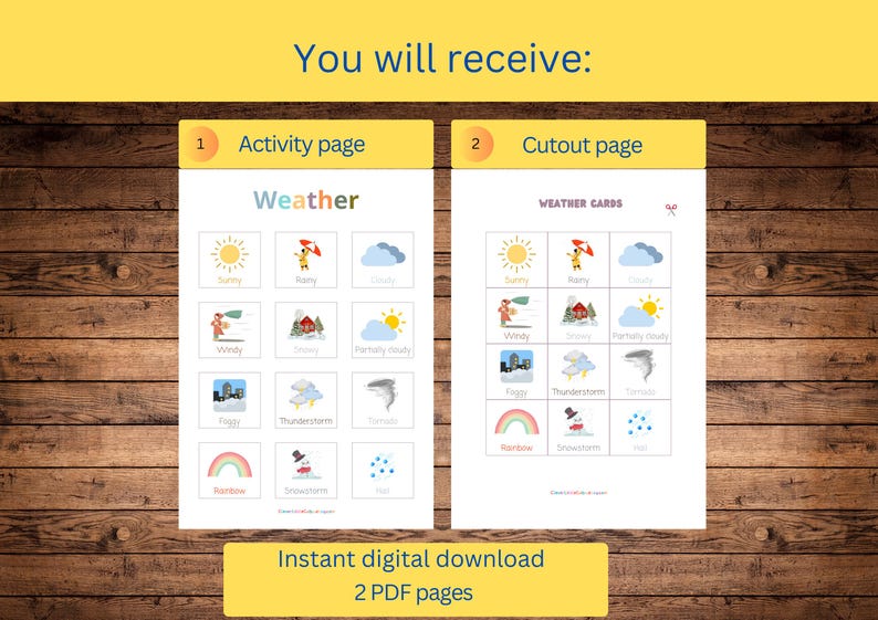Weather Matching Activity for Kids Preschool Printable Weather Matching ...
