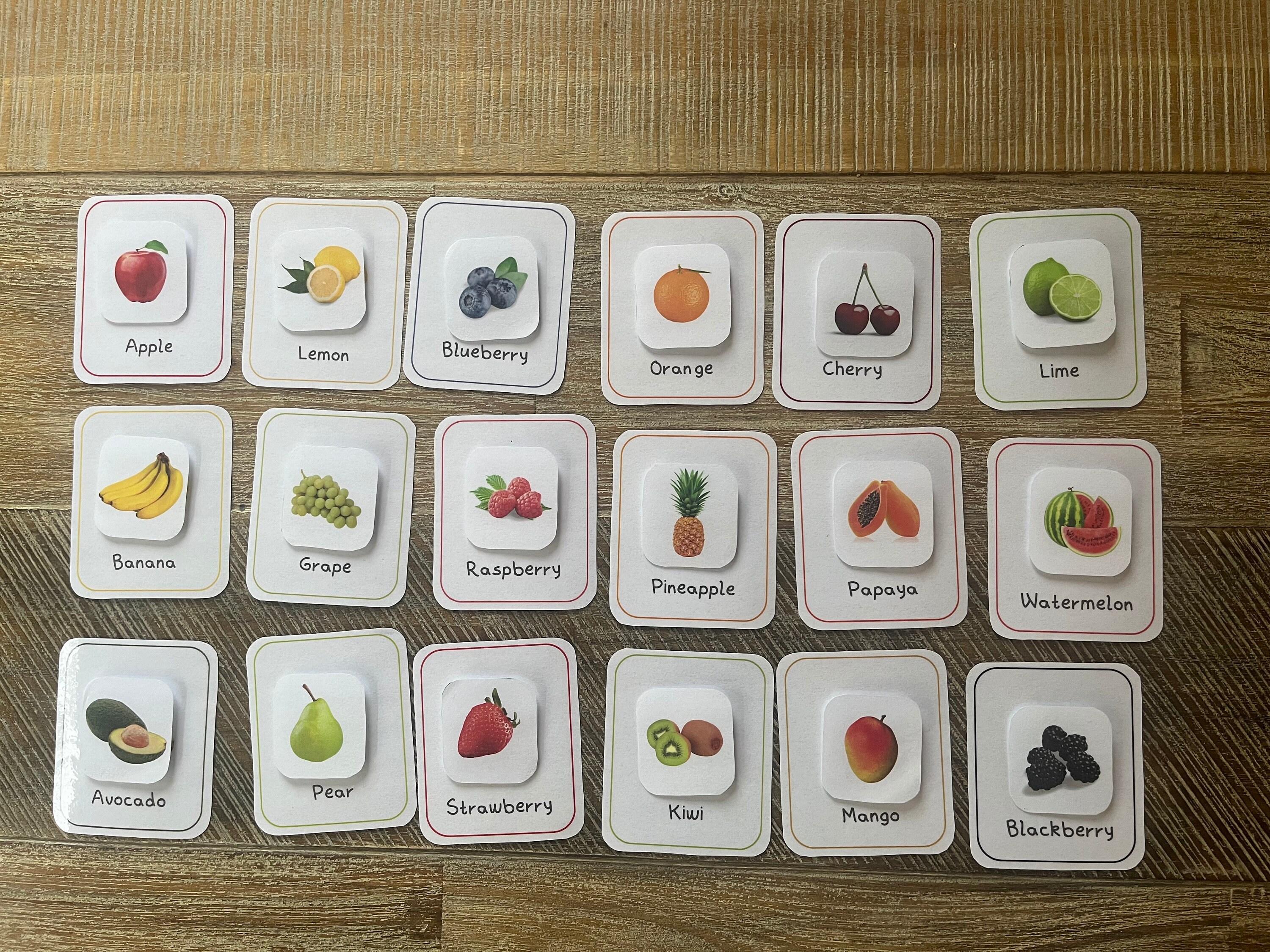 Fruits Flash Cards Fruits Matching Activity Montessori Printable ...