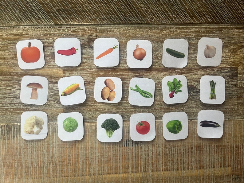 Vegetables Flash Cards Vegetables Matching Activity Kids Flash Cards ...