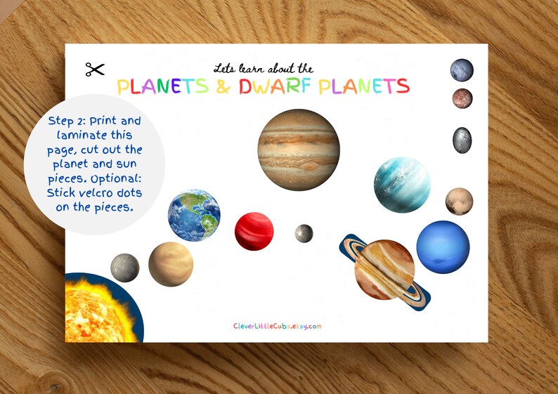 Planets and Dwarf Planets Matching Activity Montessori Dwarf Planets ...