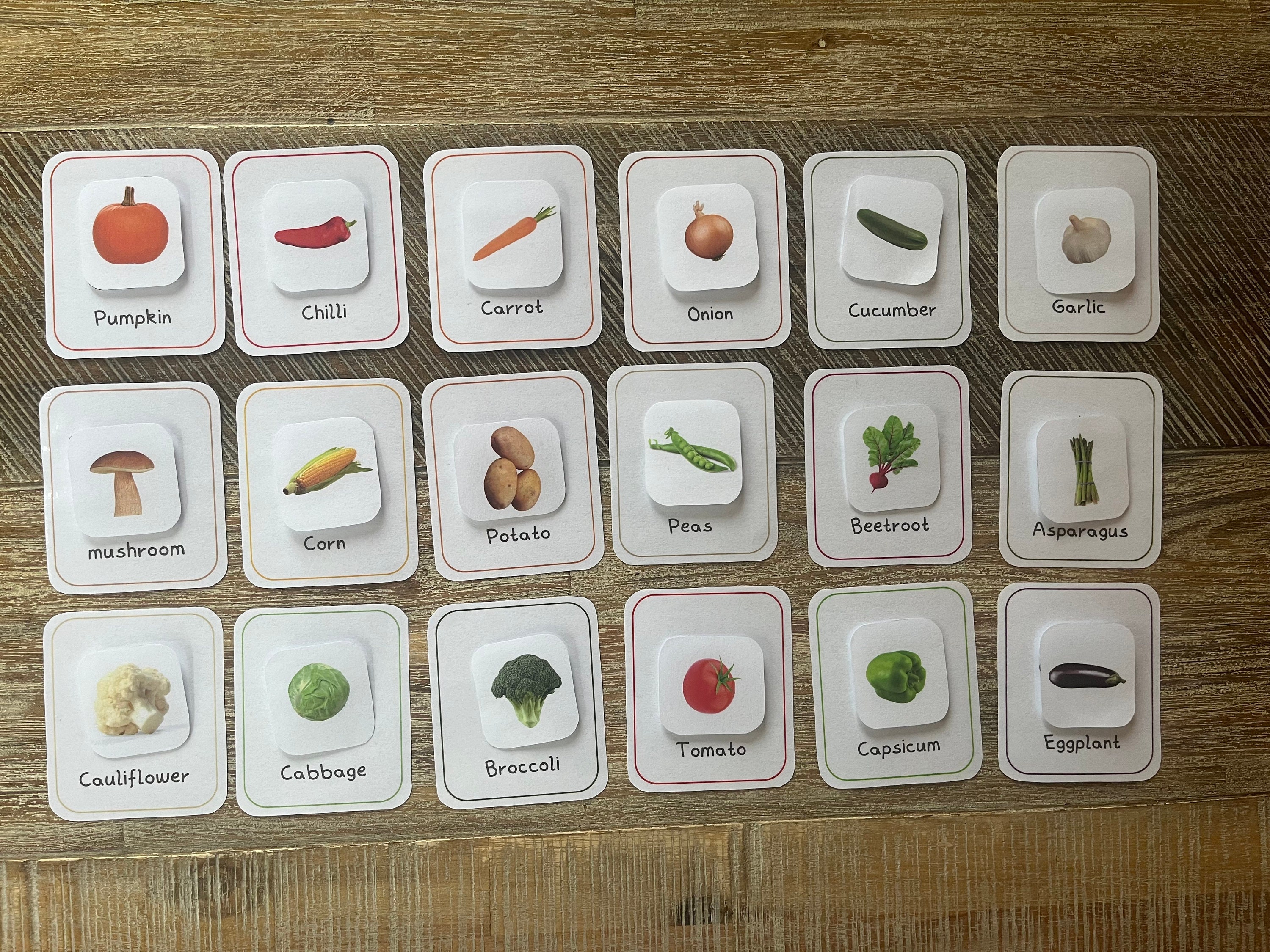 Vegetables Flash Cards Vegetables Matching Activity Kids Flash Cards ...