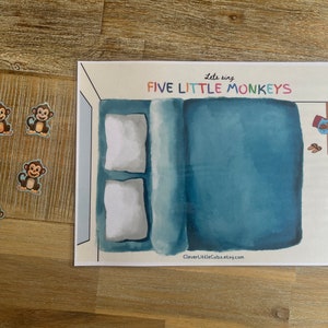 Five Little Monkeys Jumping on the Bed Song Counting Activity Five ...